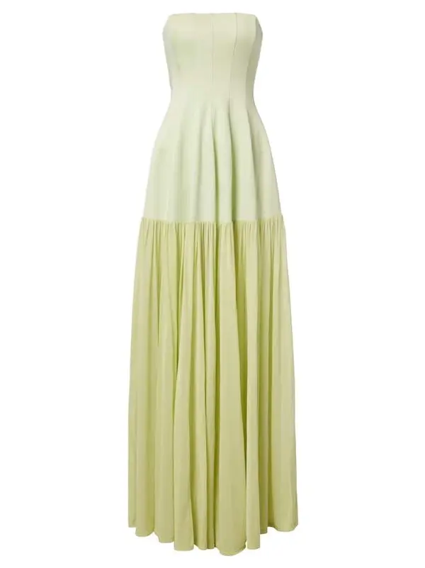 Simkhai Sandrine Gathered Jersey Bustier Gown - Green