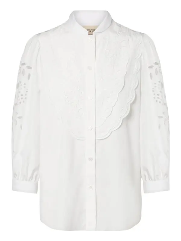 Valentino Garavani Broderie Anglaise Cotton Poplin Blouse - White