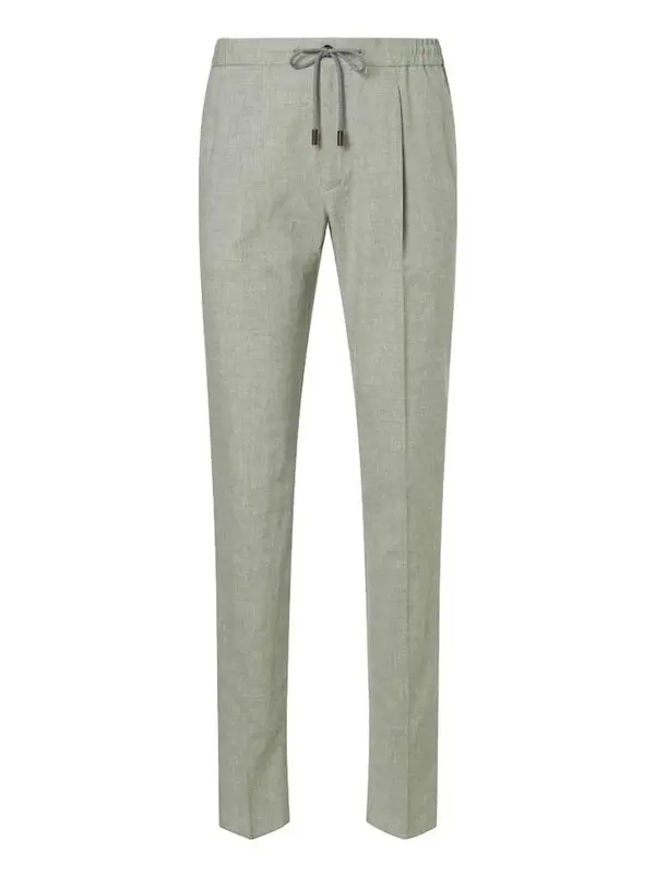 SLOWEAR Linen, Wool And Silk Tapered Trousers - Green