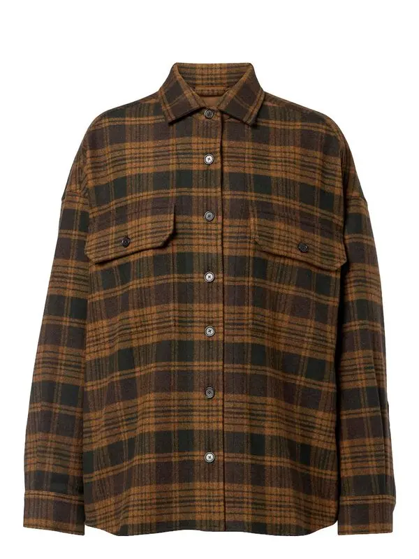 Loro Piana Darby Checked Wool And Cashmere Overshirt - Orange