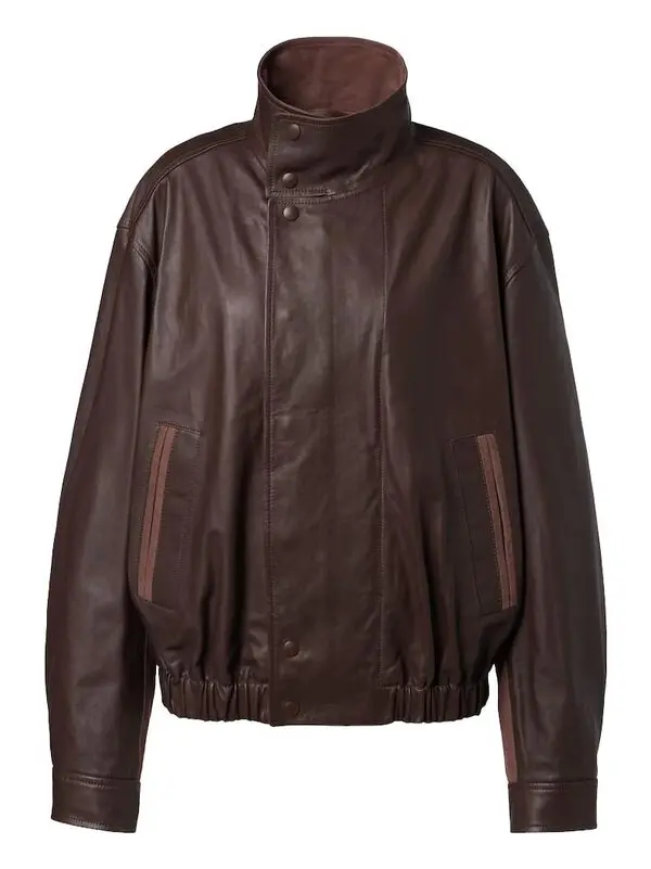 LEMAIRE Leather Blouson Jacket - Brown