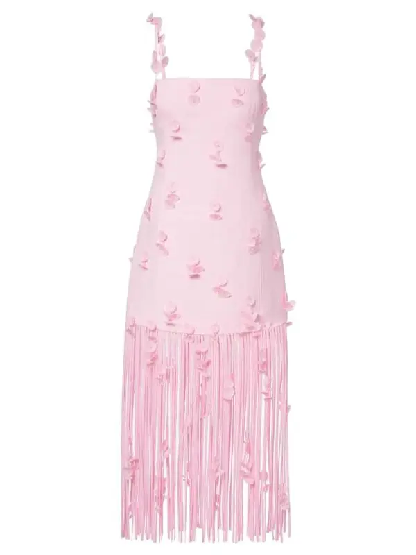 Simkhai Juliana Floral-appliqué Linen-blend Dress - Pink