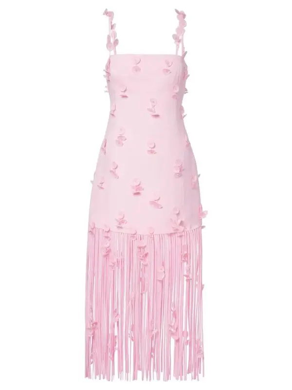 Simkhai Juliana Floral-appliqué Linen-blend Dress - Pink