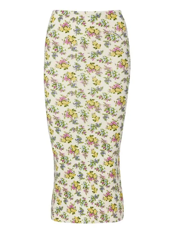 Dolce & Gabbana Floral Pencil Skirt - White