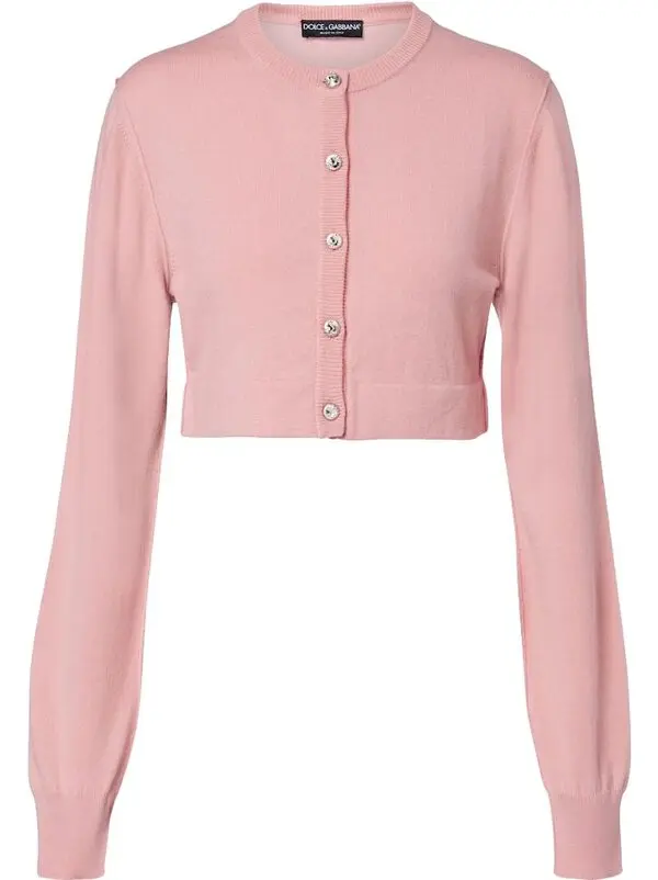 Dolce & Gabbana Embellished Cashmere-blend Cardigan - Pink