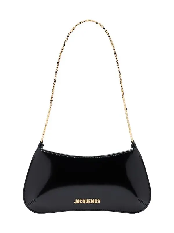 Jacquemus Bisou Chaine Small Leather Shoulder Bag - Black