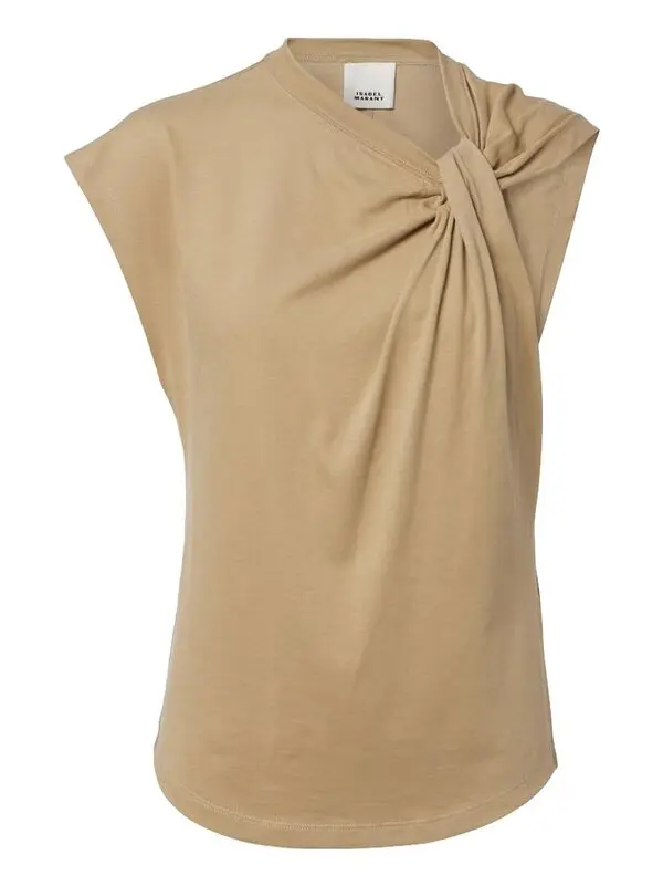 Isabel Marant Étoile Nayda Gathered Cotton Jersey T-shirt - Beige