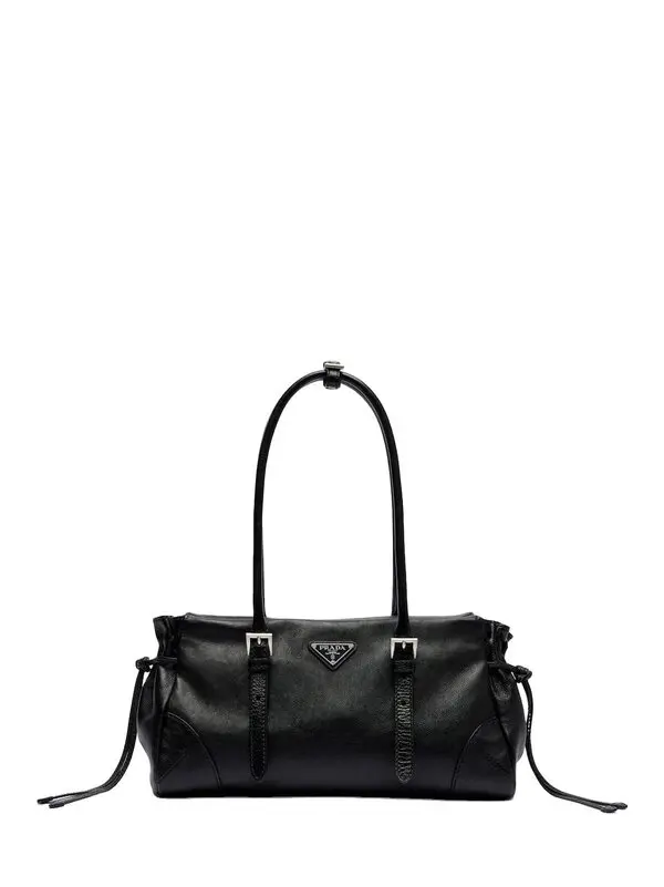 Prada Bonnie Medium Leather Tote Bag - Black