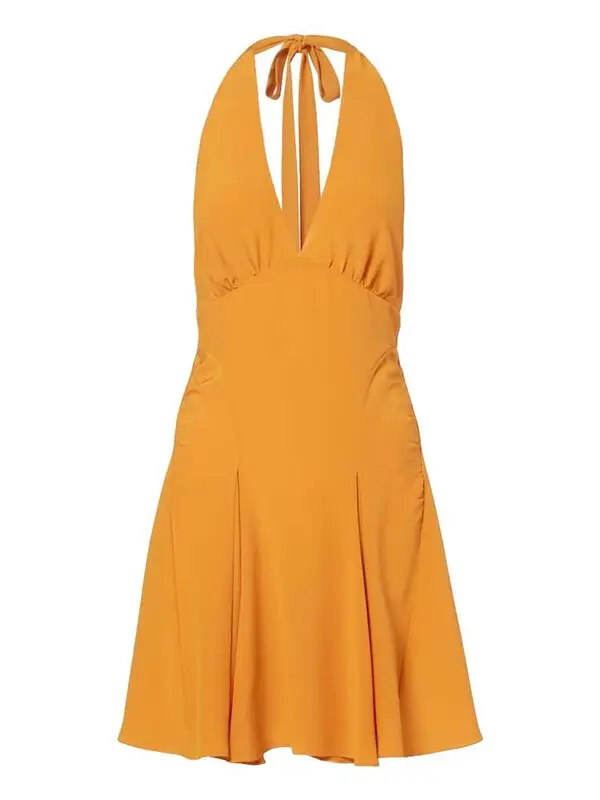 Saint Laurent A Dos Nu Silk Satin Minidress - Orange