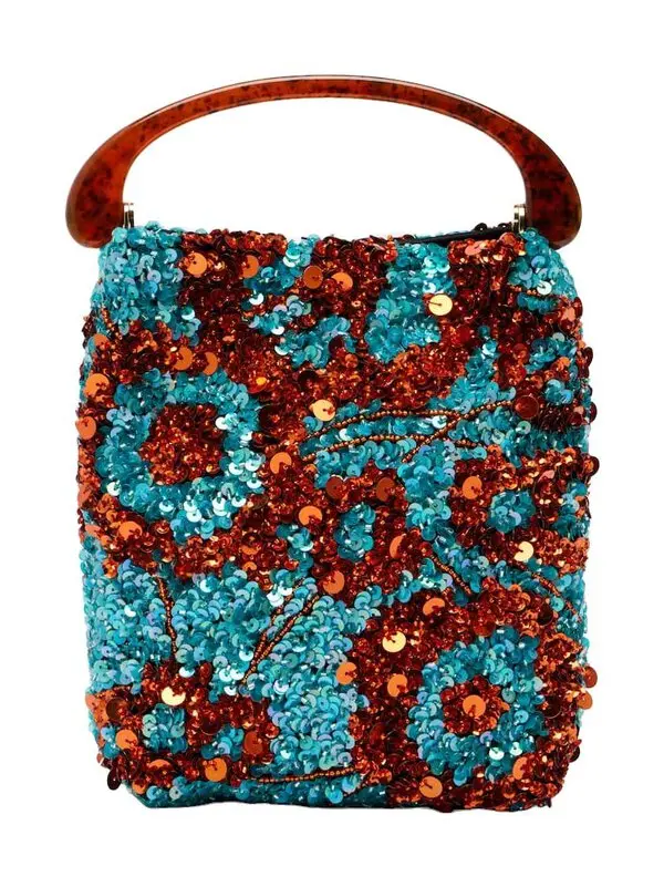 Dries Van Noten Sequined Satin Top-handle Bag - Multicoloured