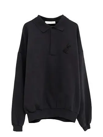 Fear Of God Essentials Classic Polo Sweatshirt - Vintage Black