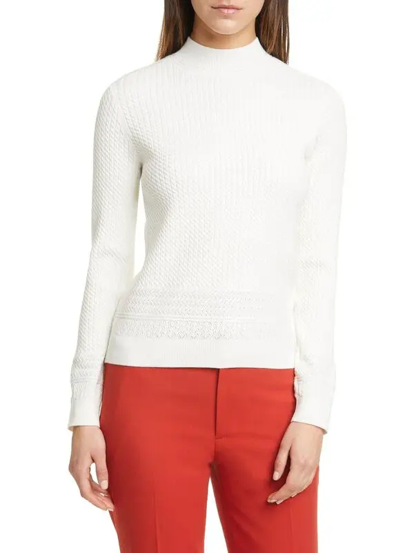 Club Monaco Pointelle Cable Knit Sweater - Blanc De Blanc