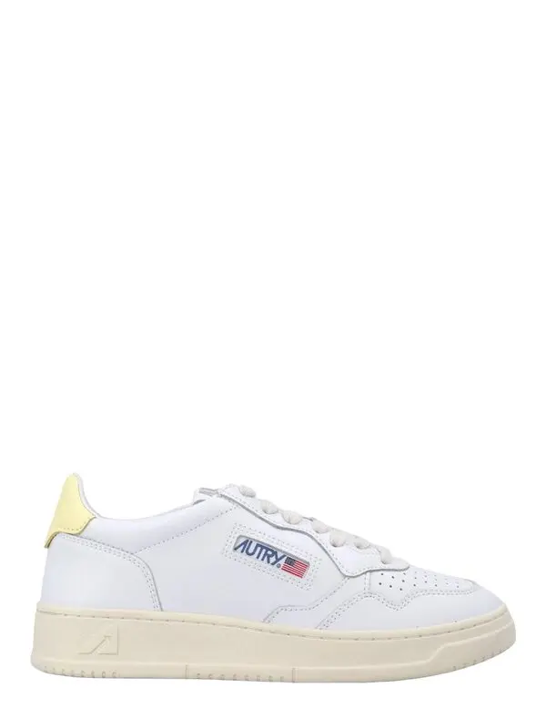 AUTRY Medalist Leather Low Top Sneakers - White/lemon Meringue