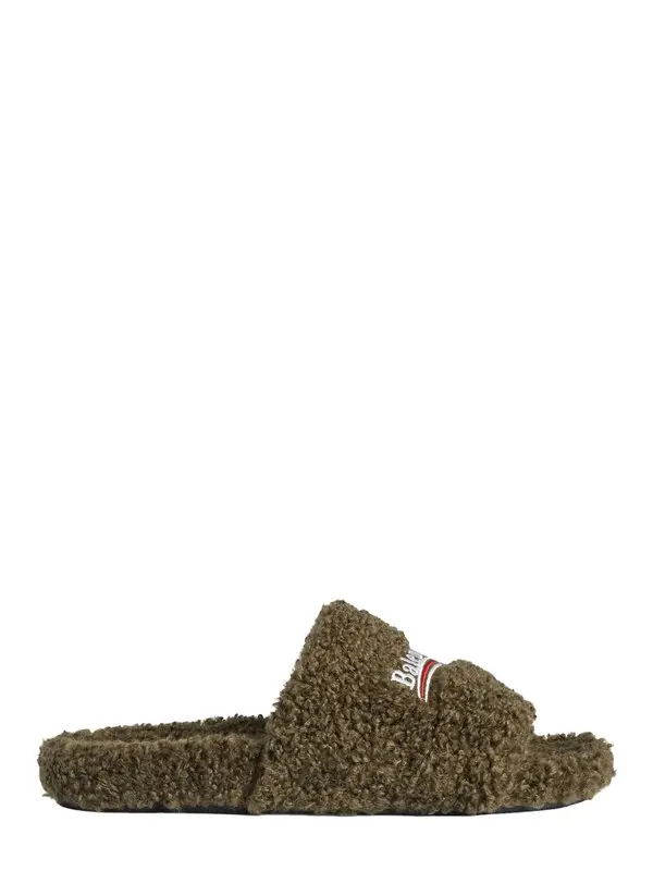 Balenciaga Furry Open Mule - Green