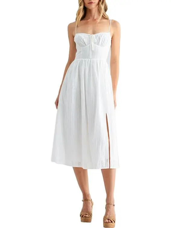 ALL IN FAVOR Corset Midi Sundress - White