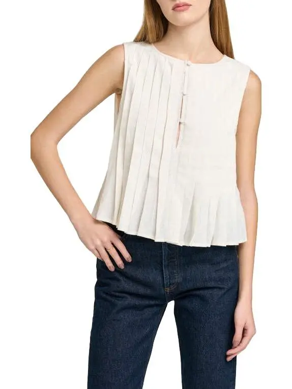 WAYF Romy Pleated Top - Ivory