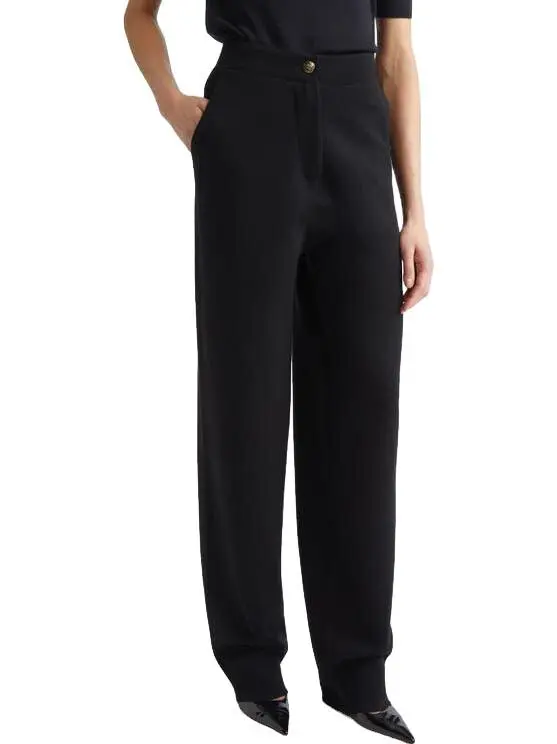 St. John Signature Double Face High-waist Milano Stitch Pants - Black