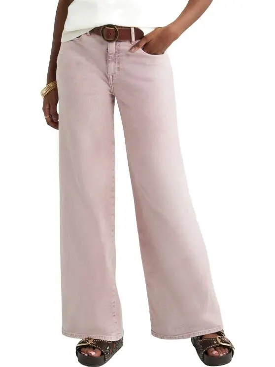 Treasure & Bond High-waist Wide-leg Jeans - Pink Over Dye