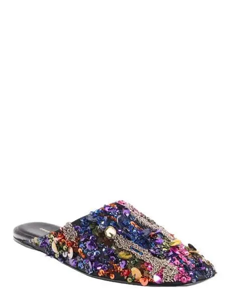 Dries Van Noten Sequin And Bead Embellished Mule - Orange Multicolor