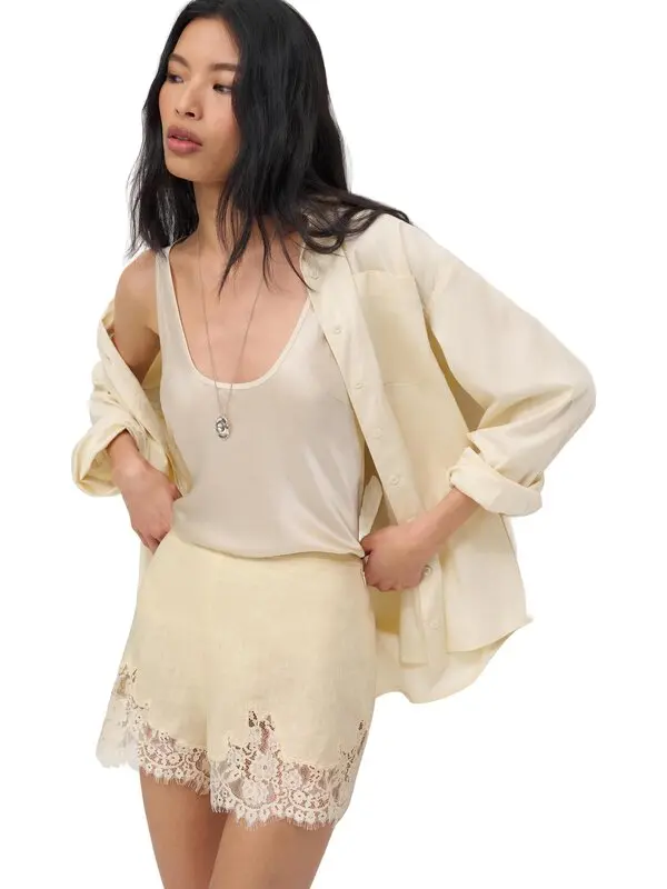REFORMATION Linen Shorts - Ivory