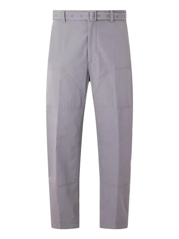 Thom Browne Carpenter Cropped Straight-leg Belted Cotton Trousers - Gray