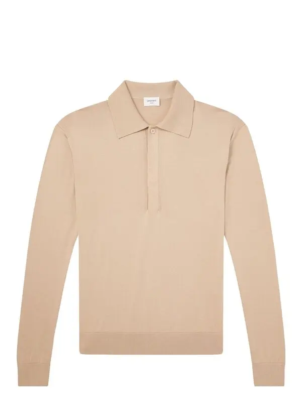 Saint Laurent Silk And Cotton-blend Polo Sweater - Neutrals