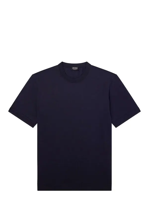 Zegna Cotton And Silk-blend Jersey T-shirt - Navy