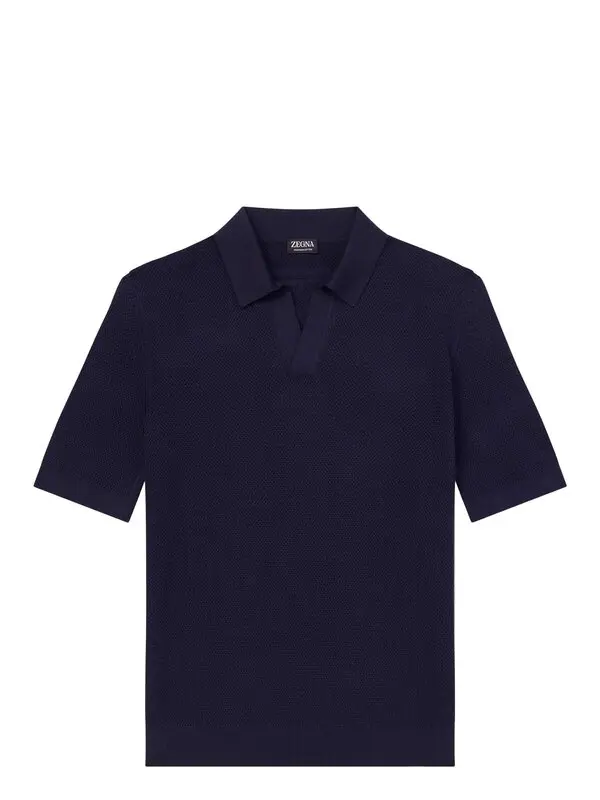Zegna Slim-fit Cotton-piqué Polo Shirt - Navy