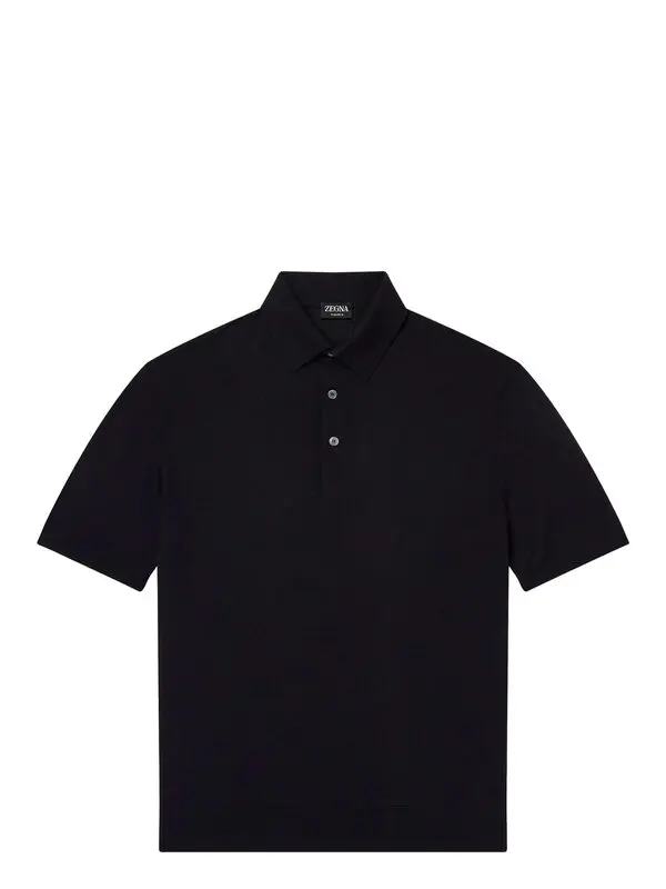 Zegna Wool Polo Shirt - Black