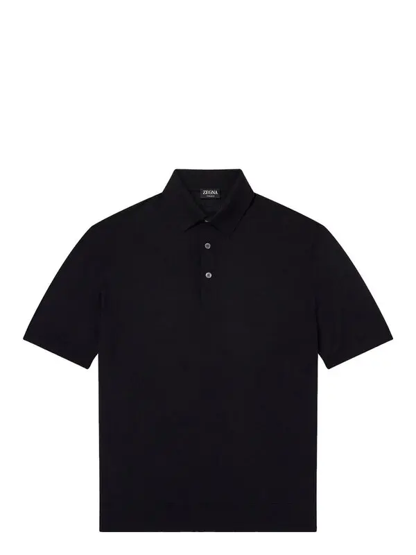 Zegna Wool Polo Shirt - Black