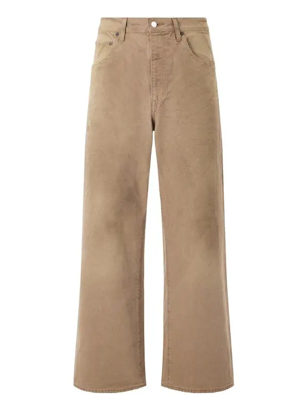SSSTEIN Straight-leg Distressed Cotton Trousers - Neutrals