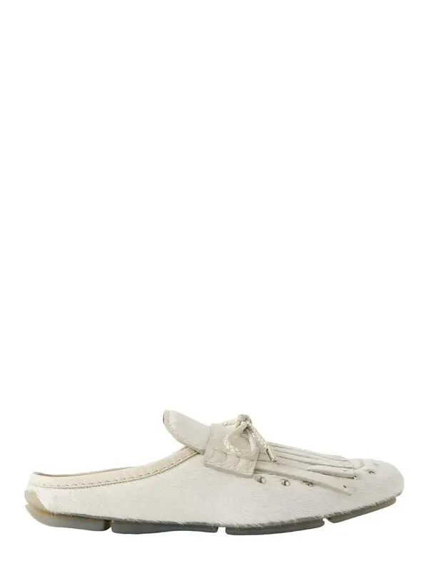WALES BONNER Montego Calf Hair Mules - Ivory