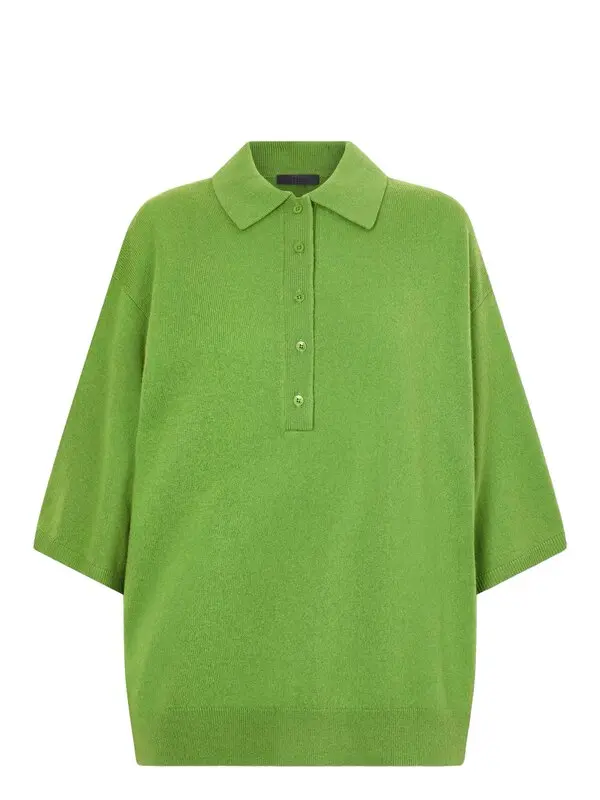 Tibi Wool And Cashmere-blend Polo Shirt - Green