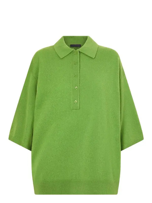 Tibi Wool And Cashmere-blend Polo Shirt - Green