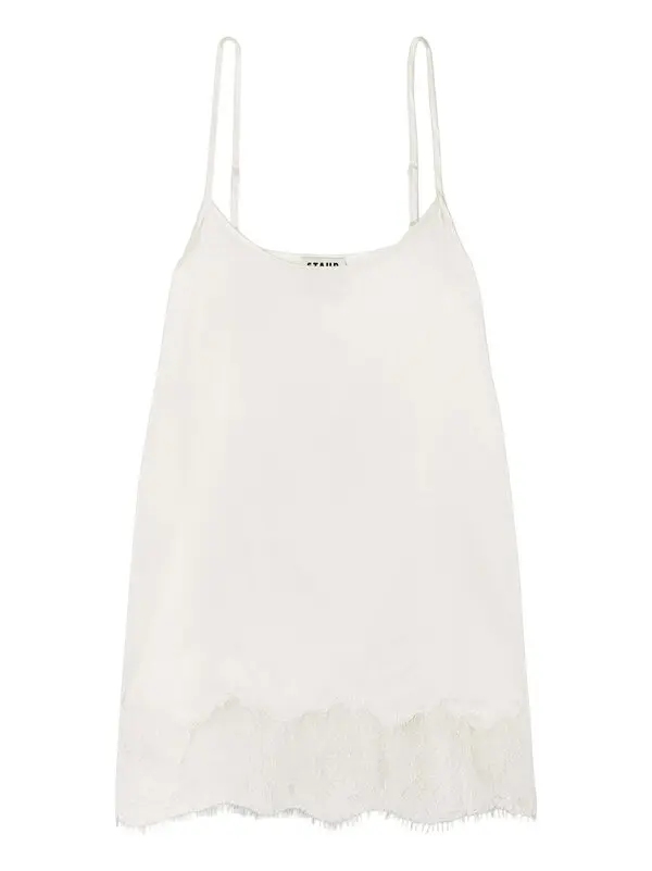 Staud Lace-trimmed Silk-blend Satin Camisole - Ivory