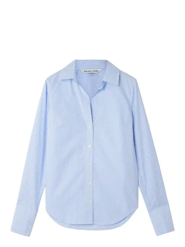 Veronica Beard Amelia Striped Cotton-poplin Shirt - Blue
