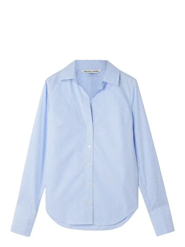 Veronica Beard Amelia Striped Cotton-poplin Shirt - Blue