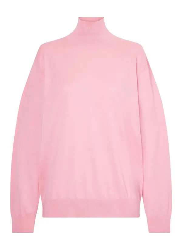 Tibi Cotton Turtleneck Sweater - Pink