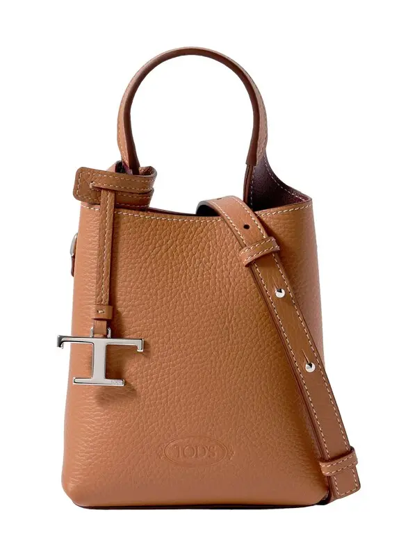 TOD'S Textured-leather Shoulder Bag - Tan