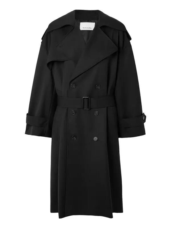 THE FRANKIE SHOP Dursley Oversized Double-breasted Belted Trench Coat - Black