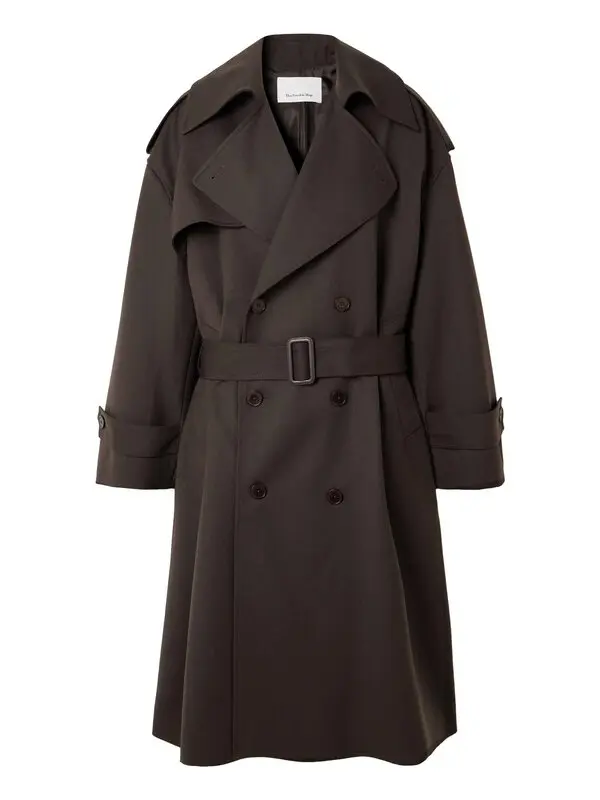 THE FRANKIE SHOP Dursey Double-breasted Belted Woven Trench Coat - Brown