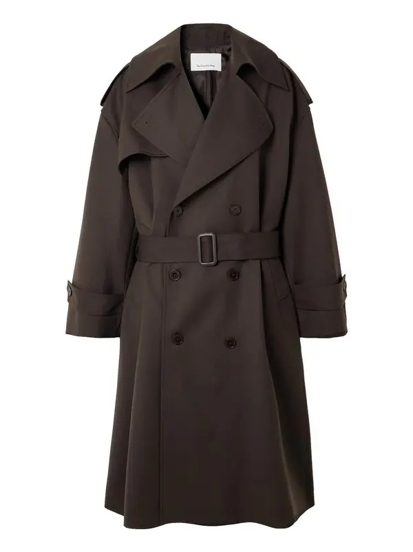 THE FRANKIE SHOP Dursey Double-breasted Belted Woven Trench Coat - Brown