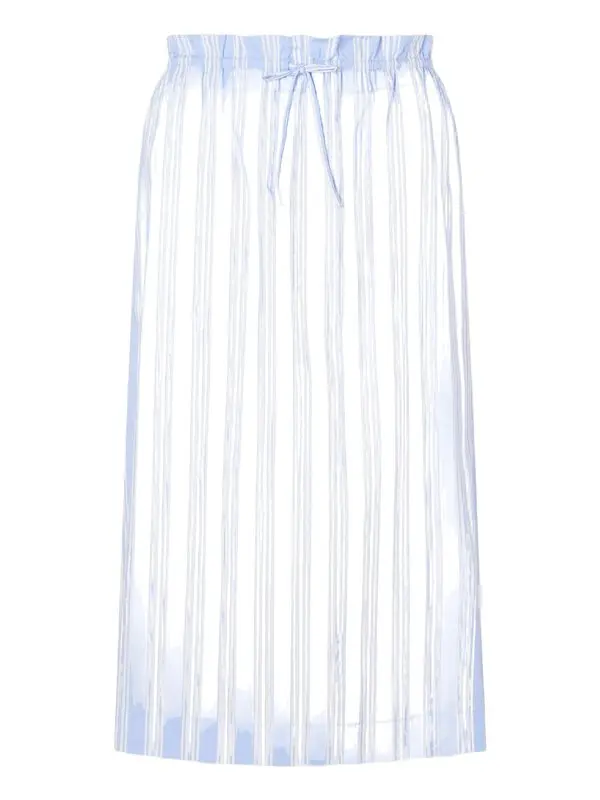 Staud Shore Striped Cotton-blend Poplin Midi Skirt - Blue