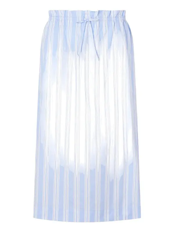 Staud Shore Striped Cotton-blend Poplin Midi Skirt - Blue