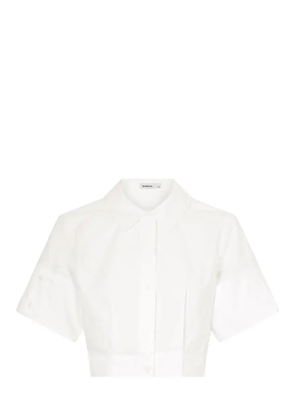 Simkhai Sabrina Cropped Pleated Cotton-blend Poplin Shirt - White