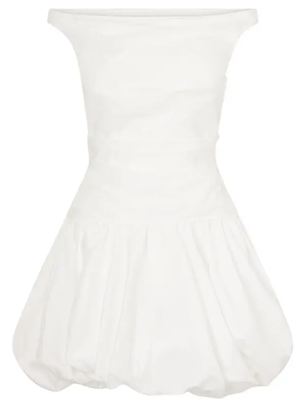Simkhai Salina Ruched Cotton-blend Poplin Mini Dress - White