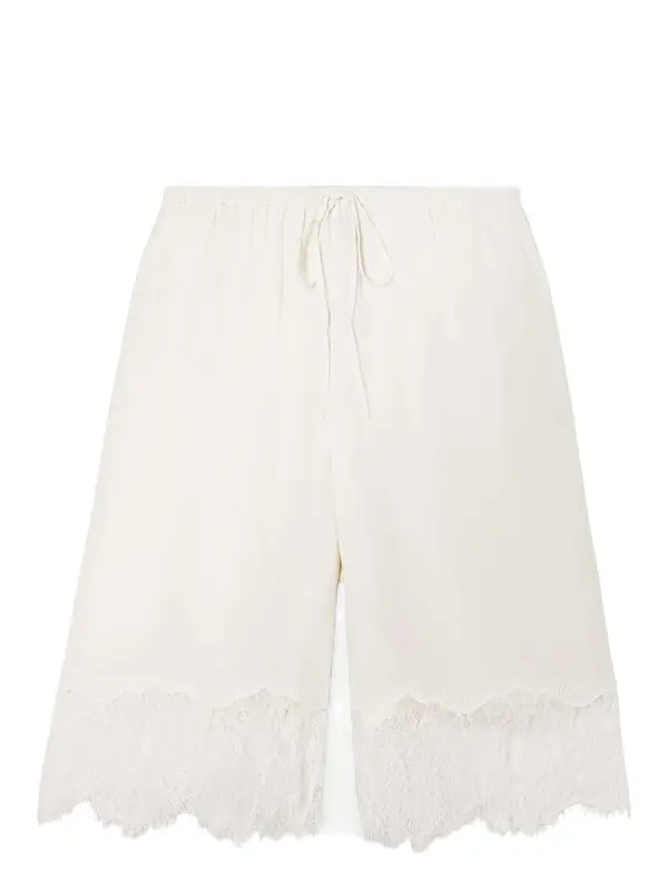 Staud Verano Lace-trimmed Silk Shorts - White