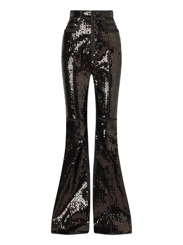 Rick Owens Sequined High-rise Bootcut Jeans - Black