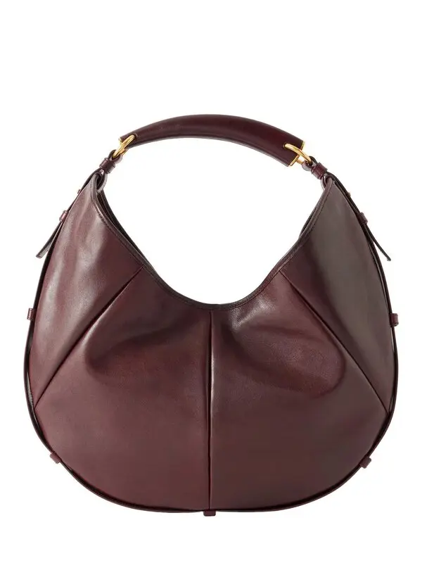 Saint Laurent Mombasa Paneled Shoulder Bag - Burgundy