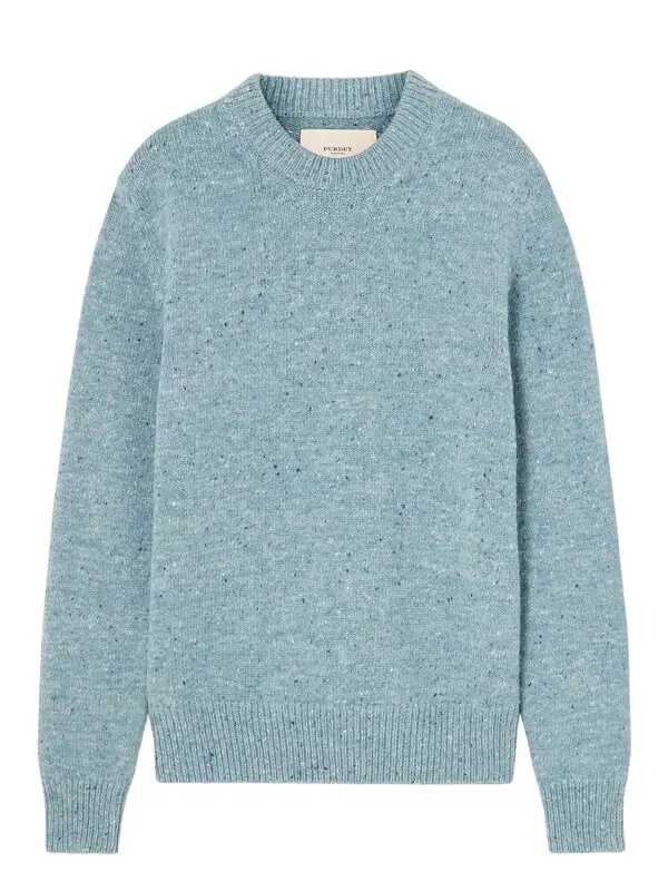 Purdey Dorton Donegal Wool And Cashmere-blend Sweater - Blue